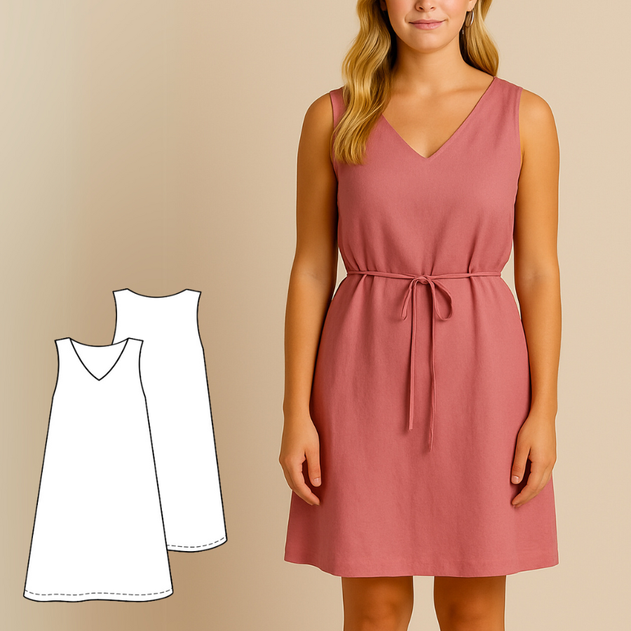 V-Neck Dress PDF Sewing Pattern | Download & Sew | Mercy Makes